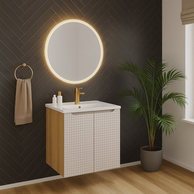 Vanity Unit Without Basin Beige 2 Door Storage Bathroom Cabinet Wall ...