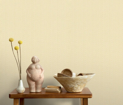 Varella - Textured Embossed Wallpaper in Yellow