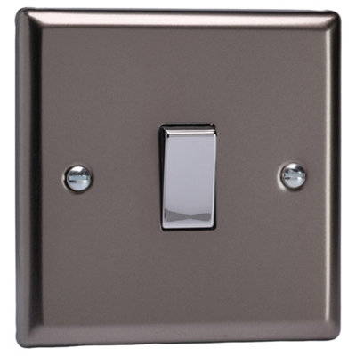 Varilight 1-Gang 10A 1- or 2-Way Rocker Switch Pewter | DIY at B&Q