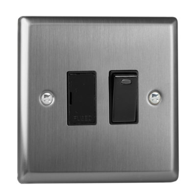 Varilight 1-Gang 13A Double Pole Switched Fused Spur with Neon Brushed ...