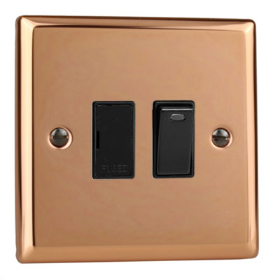 Varilight 1-Gang 13A Double Pole Switched Fused Spur with Neon Polished ...