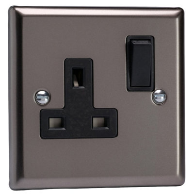 Varilight 1-Gang 13A Double Pole Switched Socket Pewter
