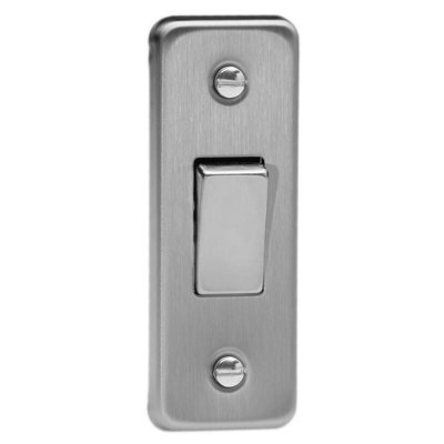 Varilight 1-Gang 2-Way 10A Architrave Light Switch Brushed Steel