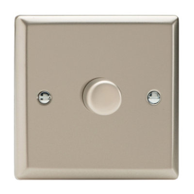 Varilight 1-Gang 2-Way V-Pro Push On/Off Rotary LED Dimmer 1 x 0-120W Satin