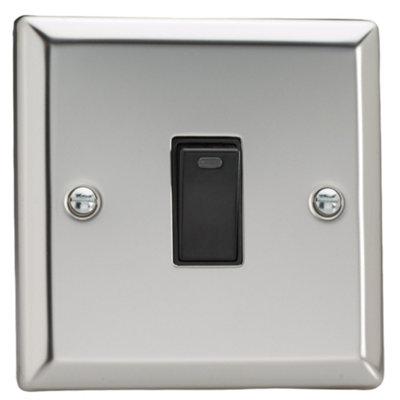 Varilight 1-Gang 20A Double Pole Rocker Switch Chrome | DIY at B&Q