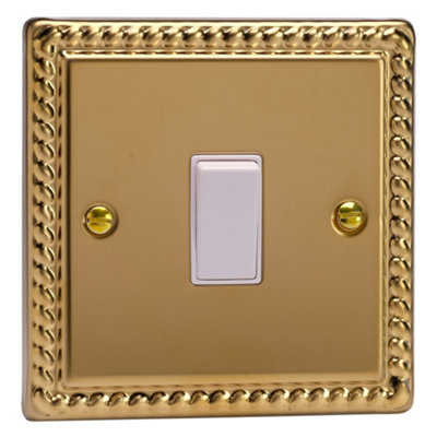 Varilight 1-Gang 20A Double Pole Rocker Switch Georgian Brass