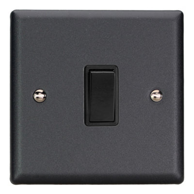 Varilight 1-Gang Intermediate 10A Rocker Switch Matt Black