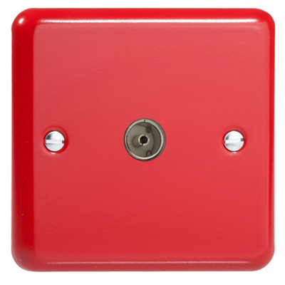 Varilight 1-Gang TV Socket, Co-Axial Pillar Box Red | DIY at B&Q