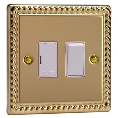 Varilight 13A Switched Fused Spur Georgian Brass | DIY at B&Q