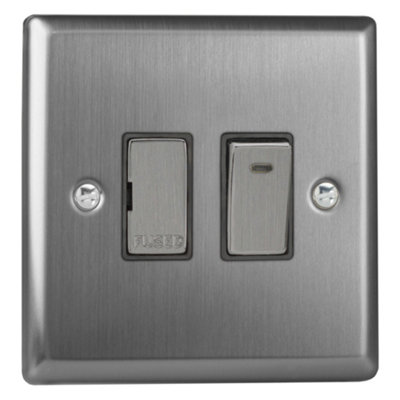 Varilight 13A Switched Fused Spur + Neon Brushed Steel | DIY at B&Q