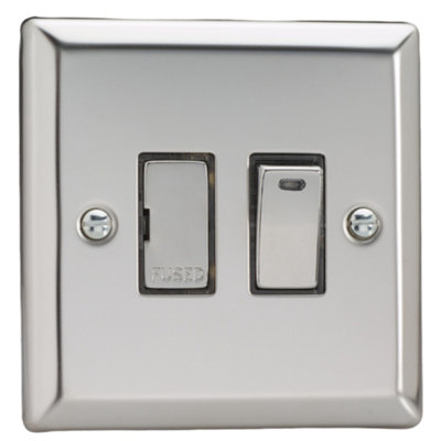 Varilight 13A Switched Fused Spur + Neon Chrome | DIY at B&Q