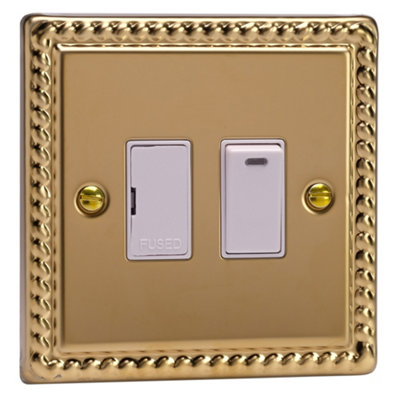 Varilight 13A Switched Fused Spur + Neon Georgian Brass | DIY at B&Q