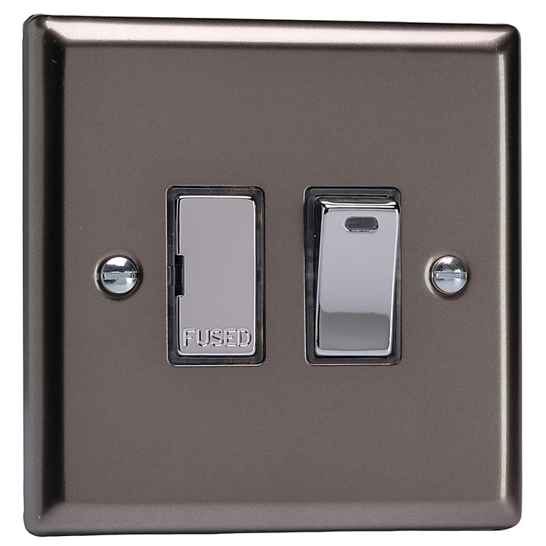 Varilight 13A Switched Fused Spur + Neon Pewter | DIY at B&Q Varilight 13A Switched Fused Spur + Neon Pewter | DIY at B&Q