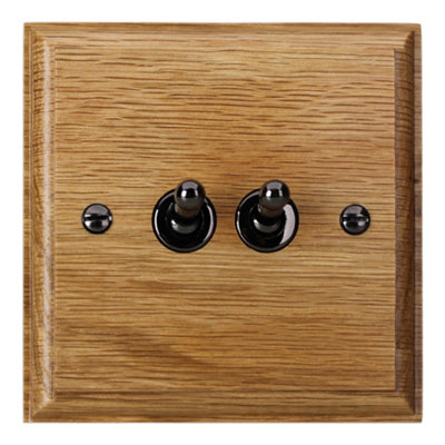 Varilight 2 Gang 1 or 2 Way 10A Toggle Switch Oak