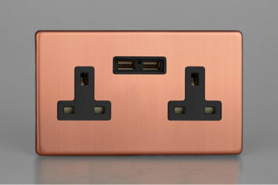 Varilight 2-Gang 13A Unswitched Socket with 2 USB Charging Ports ...