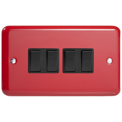 Varilight 4-Gang 2-Way Rocker Light Switch - Lily Pillar Box Red With ...