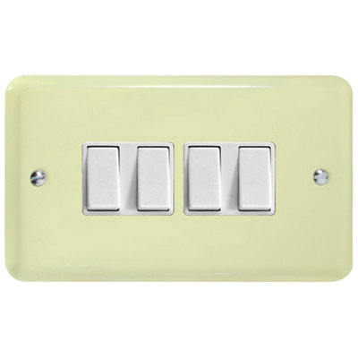 Varilight 4-Gang 2-Way Rocker Light Switch - Lily White Chocolate With ...