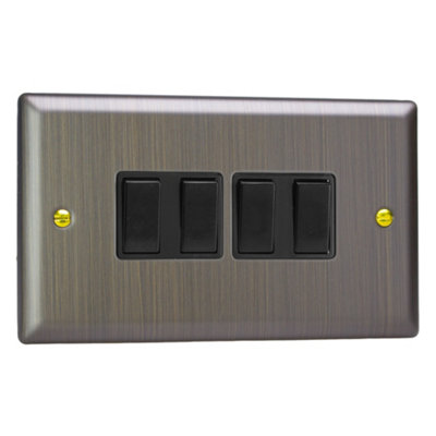 Varilight 4-Gang 2-Way Rocker Light Switch - Urban Antique Brass With ...