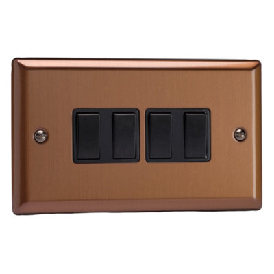 VARILIGHT 4-GANG 2-WAY ROCKER LIGHT SWITCH - URBAN BRUSHED BRONZE WITH ...