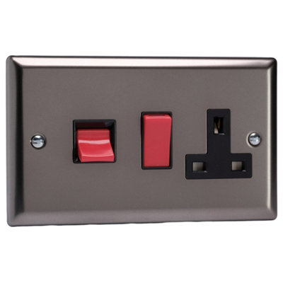 Varilight 45A Cooker Panel with 13A Double Pole Switched Socket Outlet ...