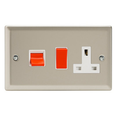 Varilight 45A Cooker Panel with 13A Double Pole Switched Socket Outlet ...