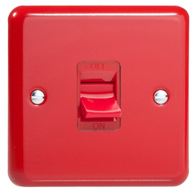 Varilight 45A Cooker Switch (Single Plate, Red Rocker) Pillar Box Red ...