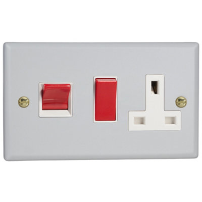 Varilight Cooker Switch With Switched Socket Outlet - Vogue Matt White ...