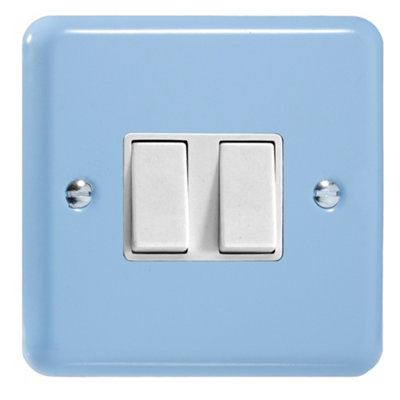 Varilight Double Rocker Light Switch 2-Way - Lily Duck Egg Blue With ...