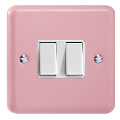 Varilight Double Rocker Light Switch 2-Way - Lily Rose Pink With White ...