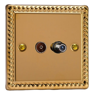 Varilight Double TV Socket Co-axial With F-Type Satellite - Classic ...