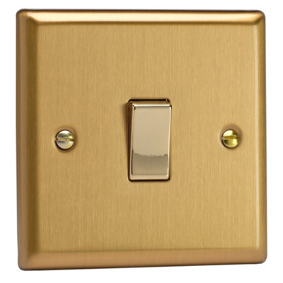 Varilight Single Rocker Light Switch 2-Way - Classic Brushed Brass With ...
