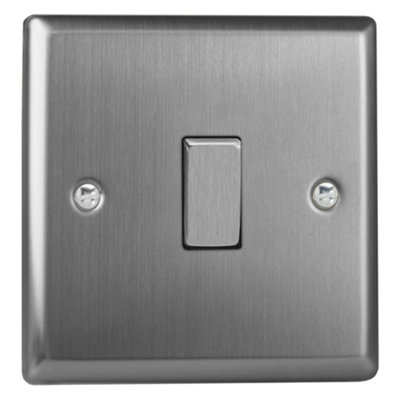 Varilight Single Rocker Light Switch 2-Way - Classic Brushed Steel With ...