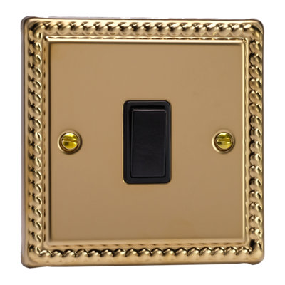 Varilight Single Rocker Light Switch 2-Way - Classic Georgian Brass ...