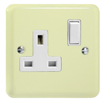 Varilight Single Switched Plug Socket - Lily White Chocolate With White ...