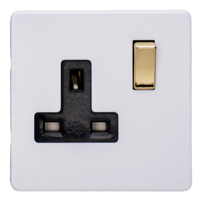 Varilight Single Switched Plug Socket - Screwless Primed Ready to Paint ...