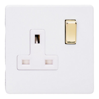 Varilight Single Switched Plug Socket - Screwless Primed Ready to Paint ...