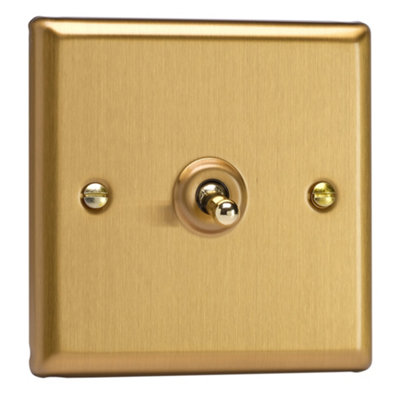 Varilight Single Toggle Light Switch 2-Way - Classic Brushed Brass With ...