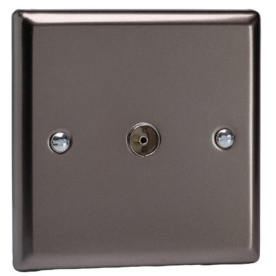 Varilight Single TV Socket Co-Axial - Classic Pewter With Plain Insert, XR8
