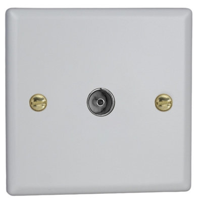 Varilight Single TV Socket Co-Axial - Vogue Matt White With Plain ...
