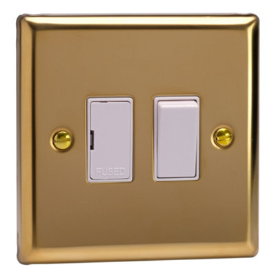 Varilight Switched Fused Spur - Classic Victorian Brass With White ...