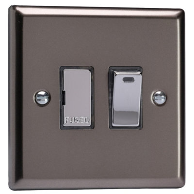 Varilight Switched Fused Spur With Neon - Classic Pewter With Chrome ...