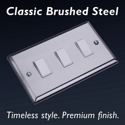 Varilight Triple Rocker Light Switch 2-Way Twin Plate - Classic Brushed ...