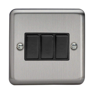 Varilight XS3B Rocker Switches 3 Gang Black