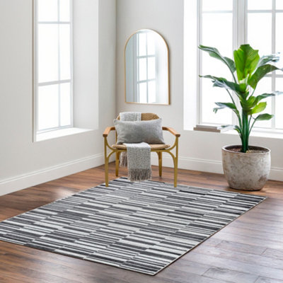 VARTIKA Scandi Modern Black Area Rug 200 x 275 cm