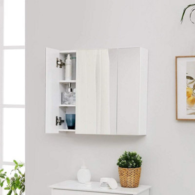 VASAGLE 3 Door Bathroom Wall Cabinet, Mirror Storage Unit with ...