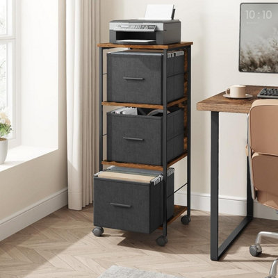 VASAGLE 3 Drawer Printer Stand, Filing Cabinet, Hanging File Folders ...