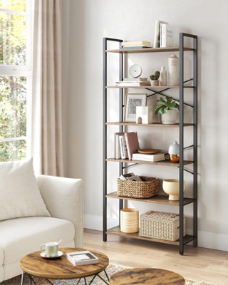 VASAGLE 6-Level Bookshelf Tower, Tall Bookcase Shelf, Freestanding ...