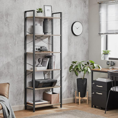 VASAGLE 6-Level Tower Bookshelf, Spacious Bookcase, Standing Shelf Rack ...