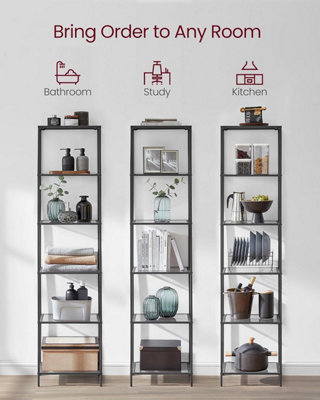 Glass shelf bookcase store
