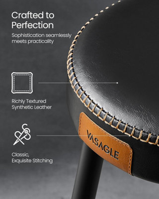VASAGLE Bar Stool for Dining, Kitchen, Office, Upholstered, Synthetic ...